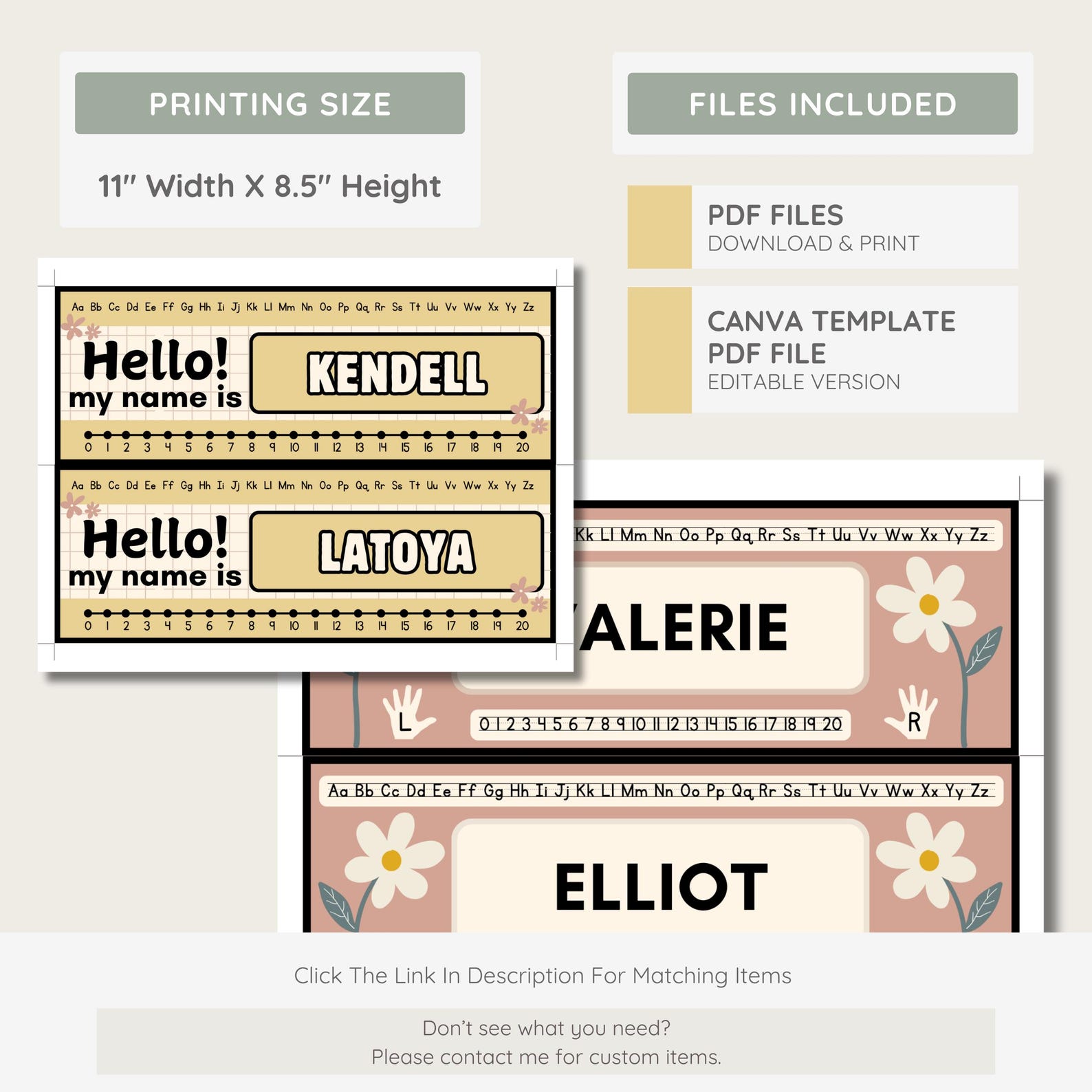 Boho Student Name Desk Tags, Printable Student Name Plates, Editable ...