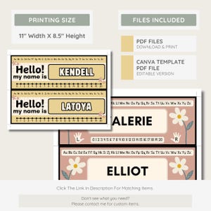 Boho Student Name Desk Tags, Printable Student Name Plates, Editable ...