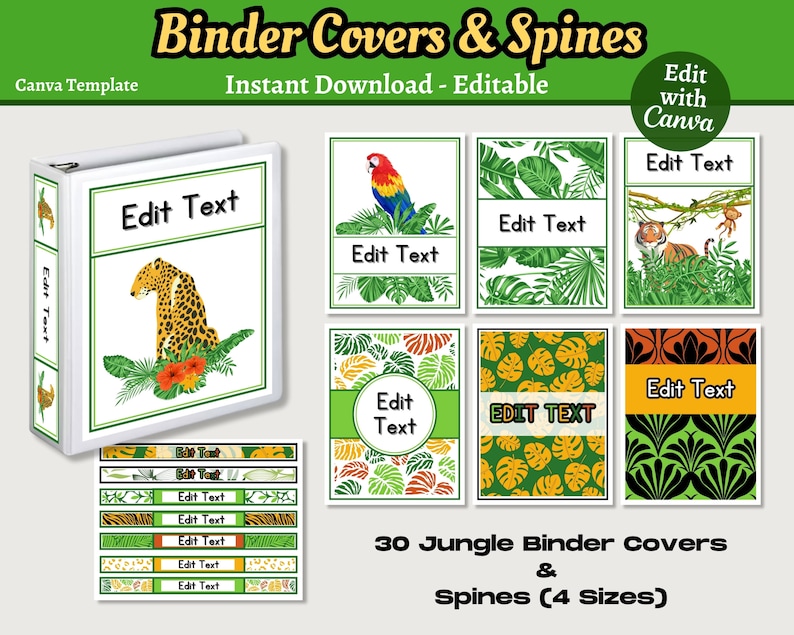Editable Jungle Binder Covers & Spines, Printable Binder Covers ...