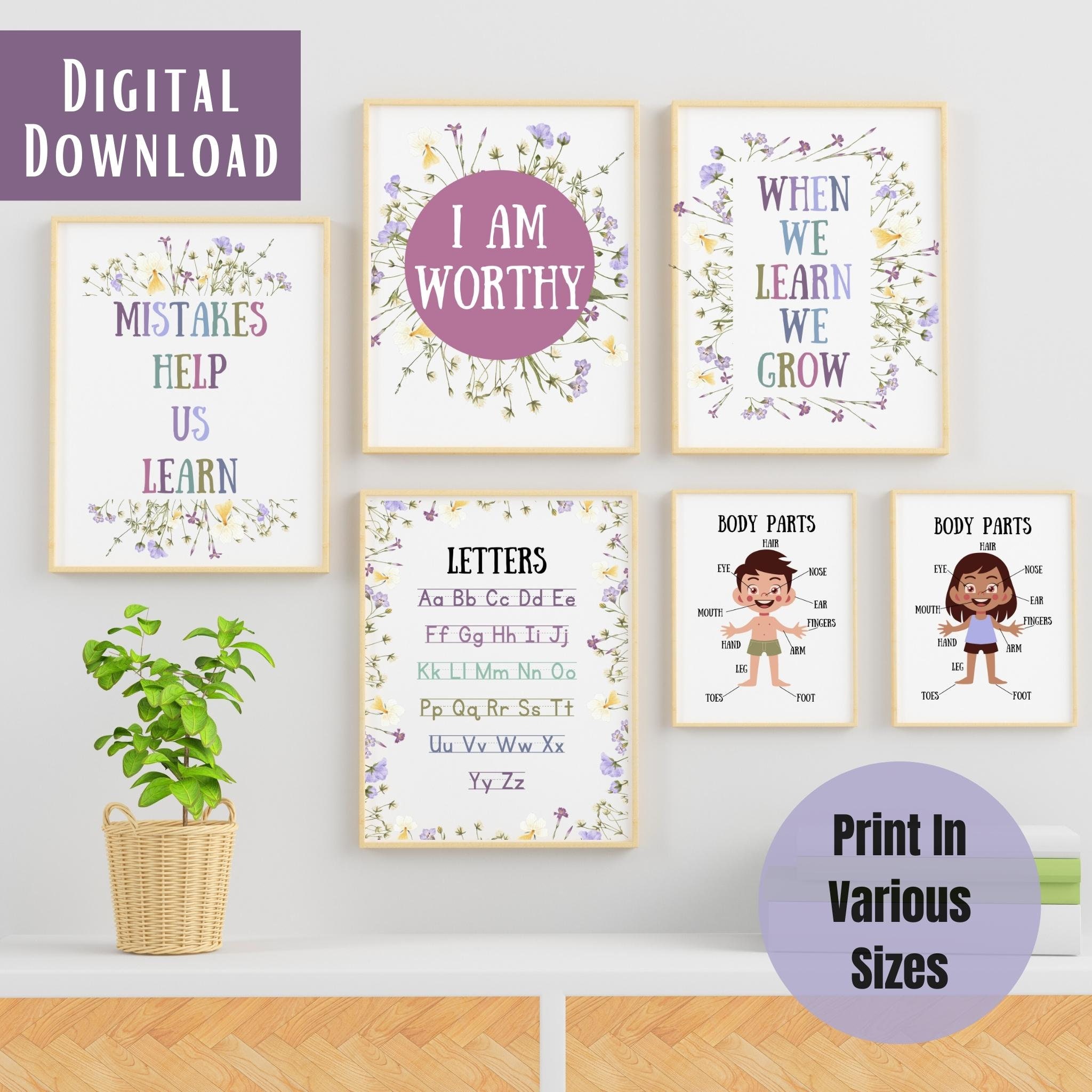Set of 52 Wildflower Educational Posters, Homeschool Prints, Montessori ...