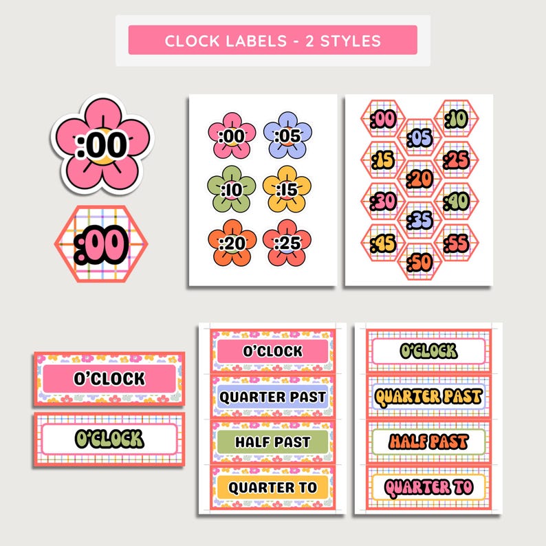 Editable Classroom Clock & Hand Labels, Right/left Hand Posters, Retro ...