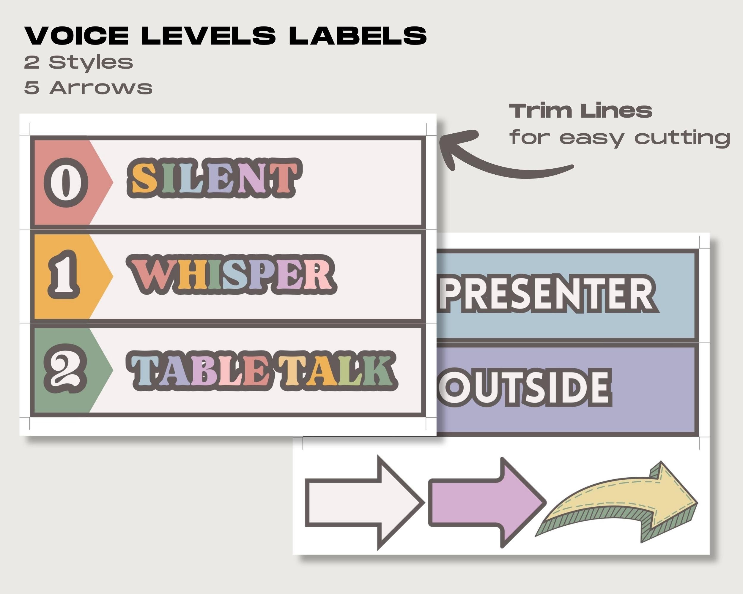 Voice Levels Poster, Editable Canva Template, Boho Elementary Preschool ...