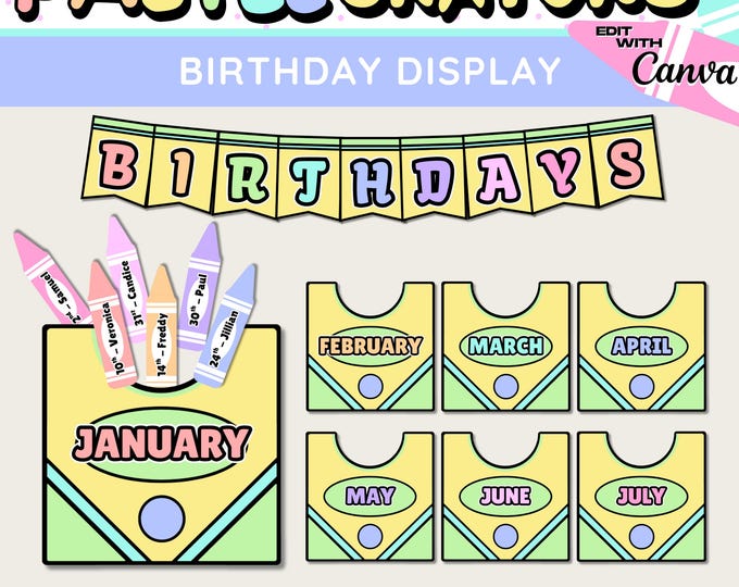 Crayon Birthday Bulletin Board Kit || Birthday Display Bulletin Boards ...
