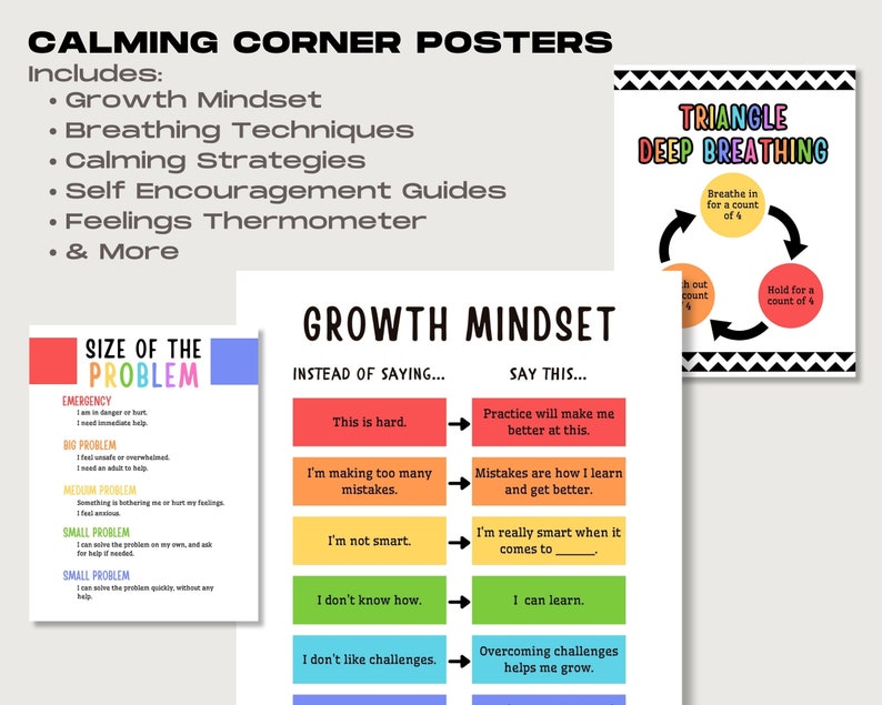 Bright Rainbow Calming Corner Printable Posters, Editable Teacher ...