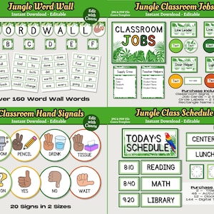 Jungle Animals Classroom Decor Bundle: Printable Editable Templates ...