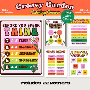 Groovy Calming Corner Posters, Printable & Editable Posters, Breathing ...