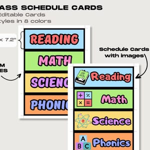 Classroom Schedule & Jobs Display, Printable Editable Class Schedule ...