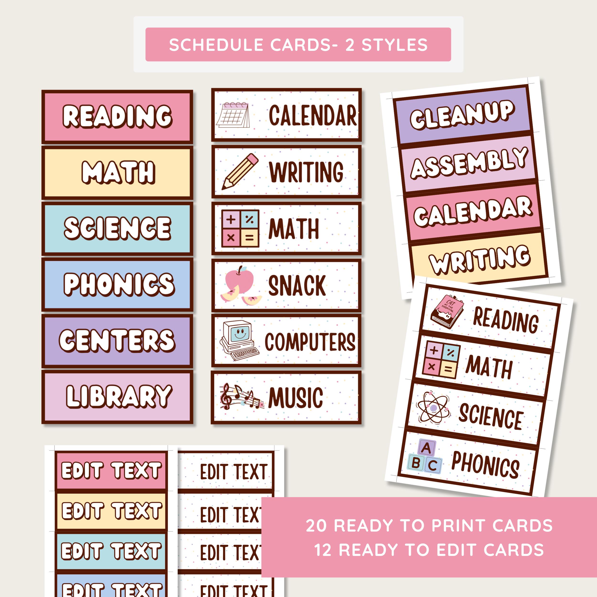 Class Schedule Display, Printable & Editable Today's Schedule Bulletin ...