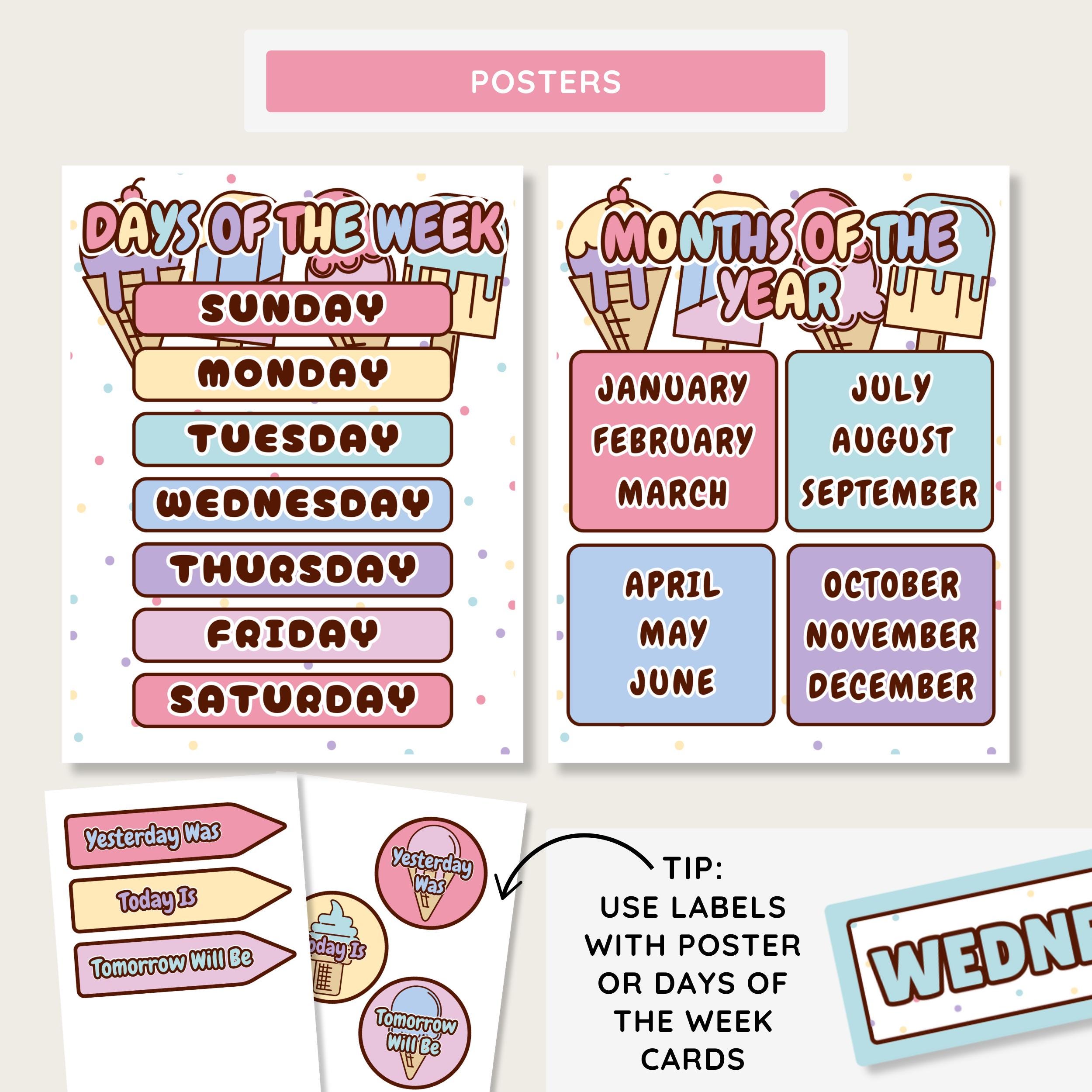 Pastel Classroom Calendar: Sweet Treats Decor (canva Template) - Etsy