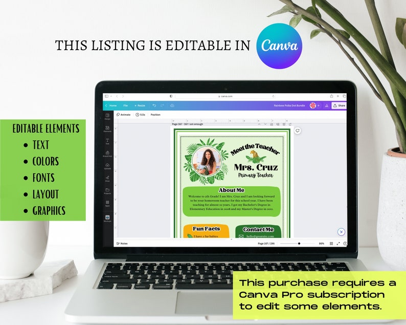 Jungle Meet the Teacher Printable: Editable Canva Template (digital ...