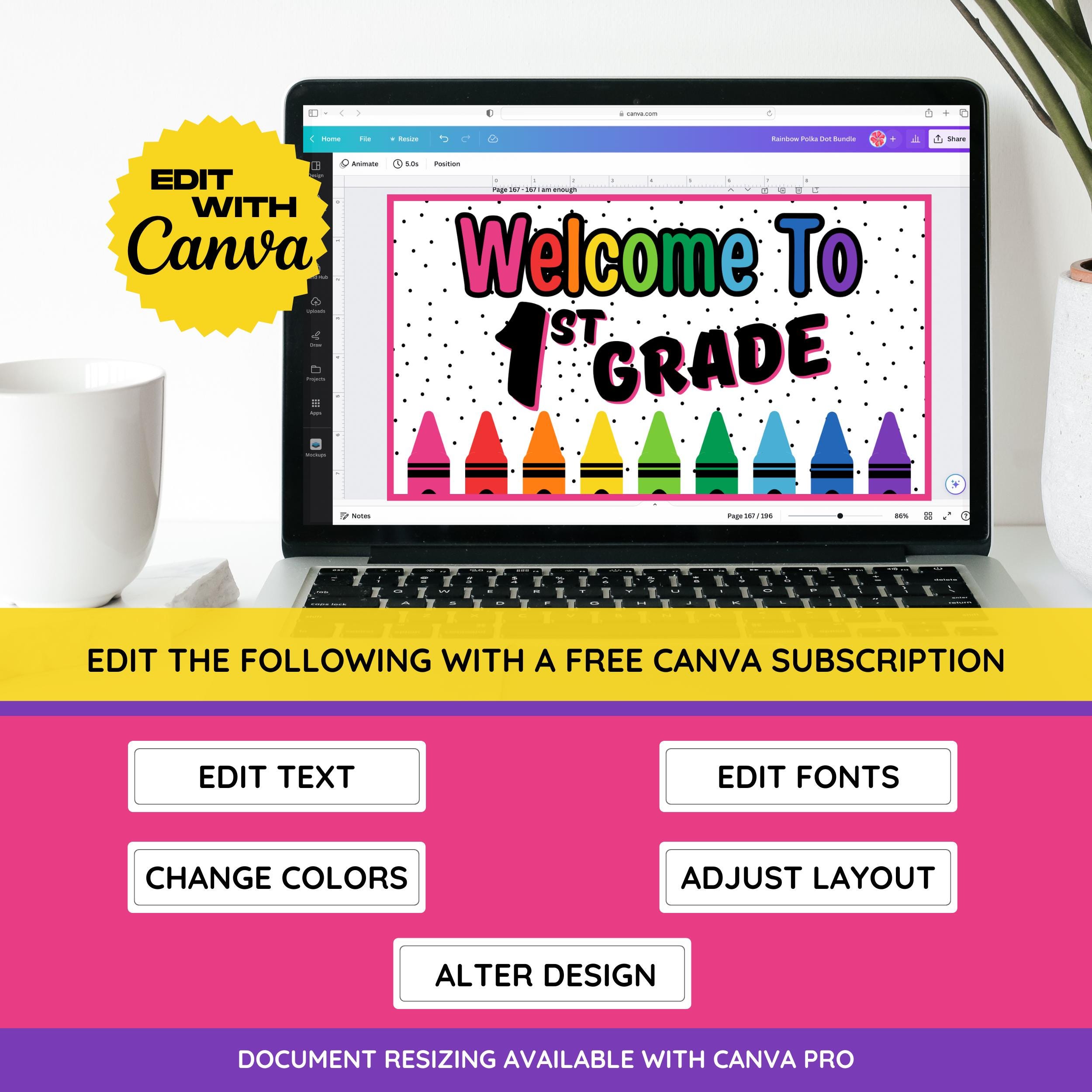 Rainbow Crayon Classroom Slides: Editable Teacher Canva Template ...