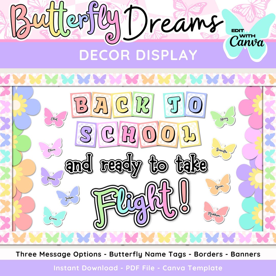 Butterfly Back to School Bulletin Board Kit: Pastel Classroom Decor ...