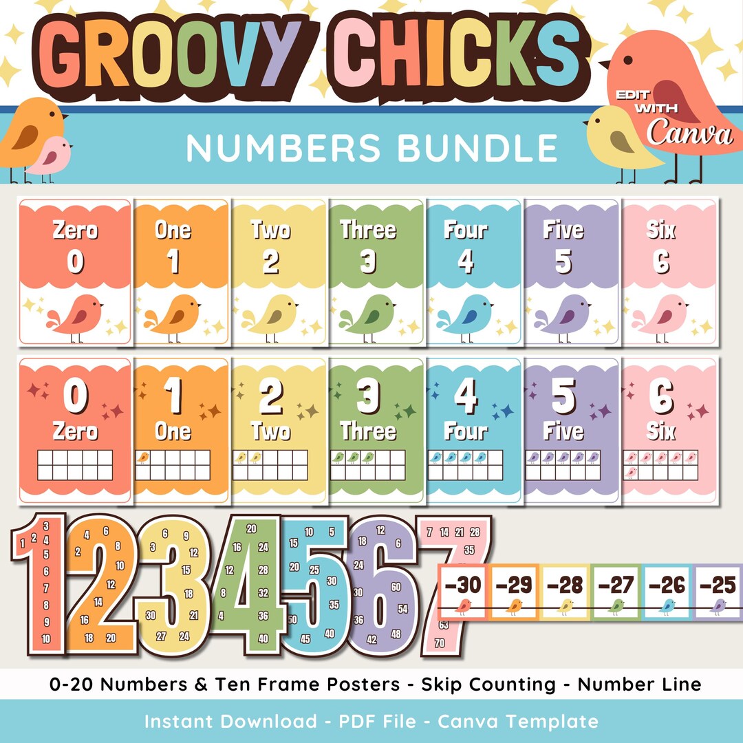 Retro Chicks Number Posters: Groovy Classroom Decor (printable ...