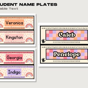 Retro Student Name Plates, Printable & Editable Classroom Name Tags ...