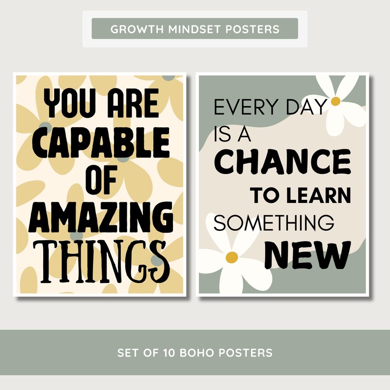 Boho Growth Mindset Posters: Daisy Classroom Decor (canva Template) - Etsy