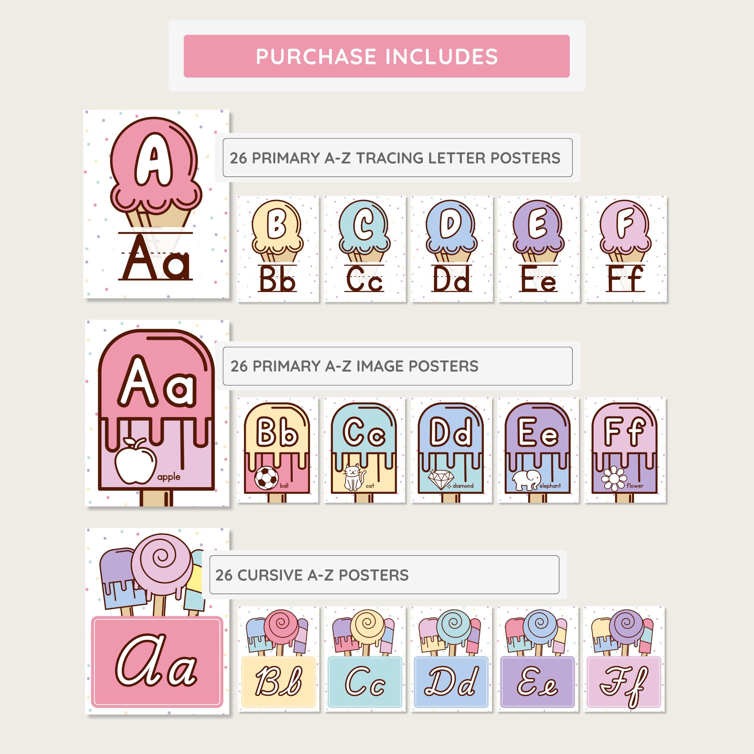 Ice Cream Alphabet Posters: Calming Pastel Classroom Decor (canva ...