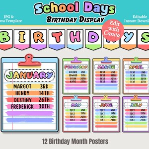 Classroom Birthday Display, Printable & Editable Birthday Bulletin ...