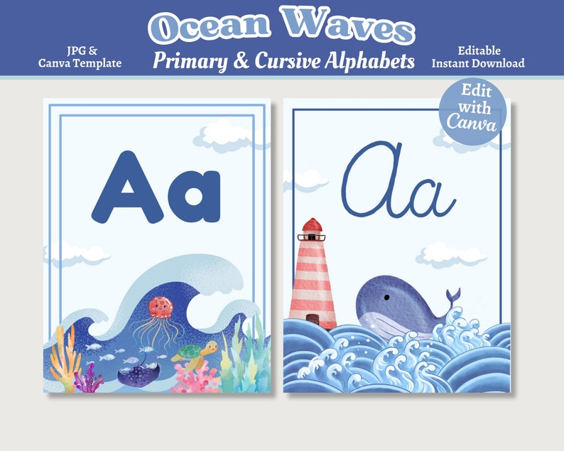 Ocean Theme Alphabets, Printable & Editable Alphabet Posters, Primary ...