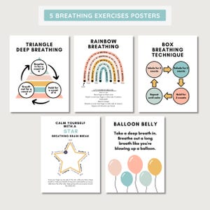 Calming Corner Posters: Breathing Exercises, Neutral Classroom Decor ...