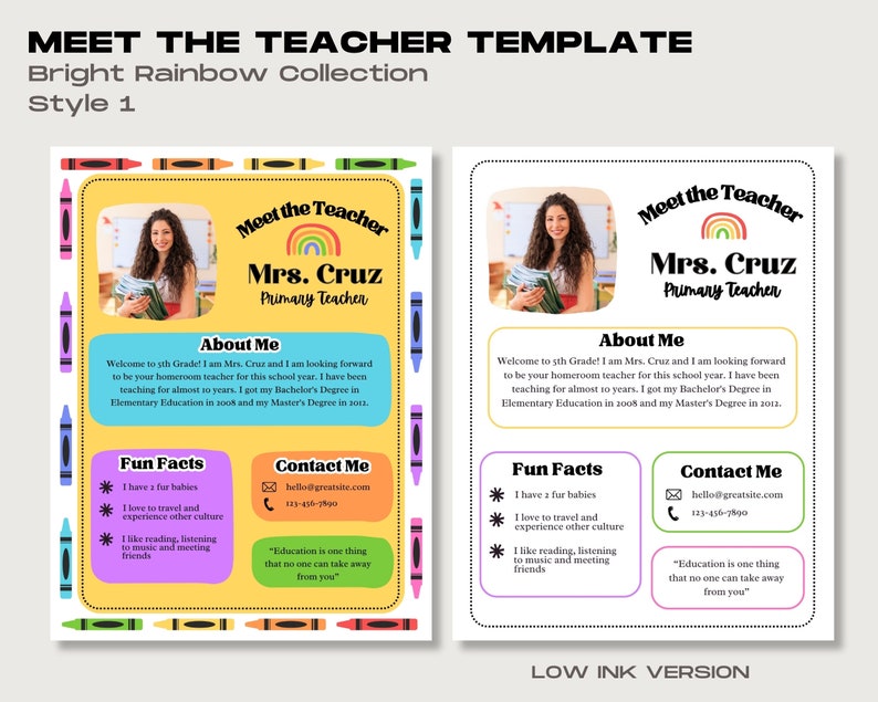 Rainbow Meet the Teacher Letter: Editable Template (digital Download ...