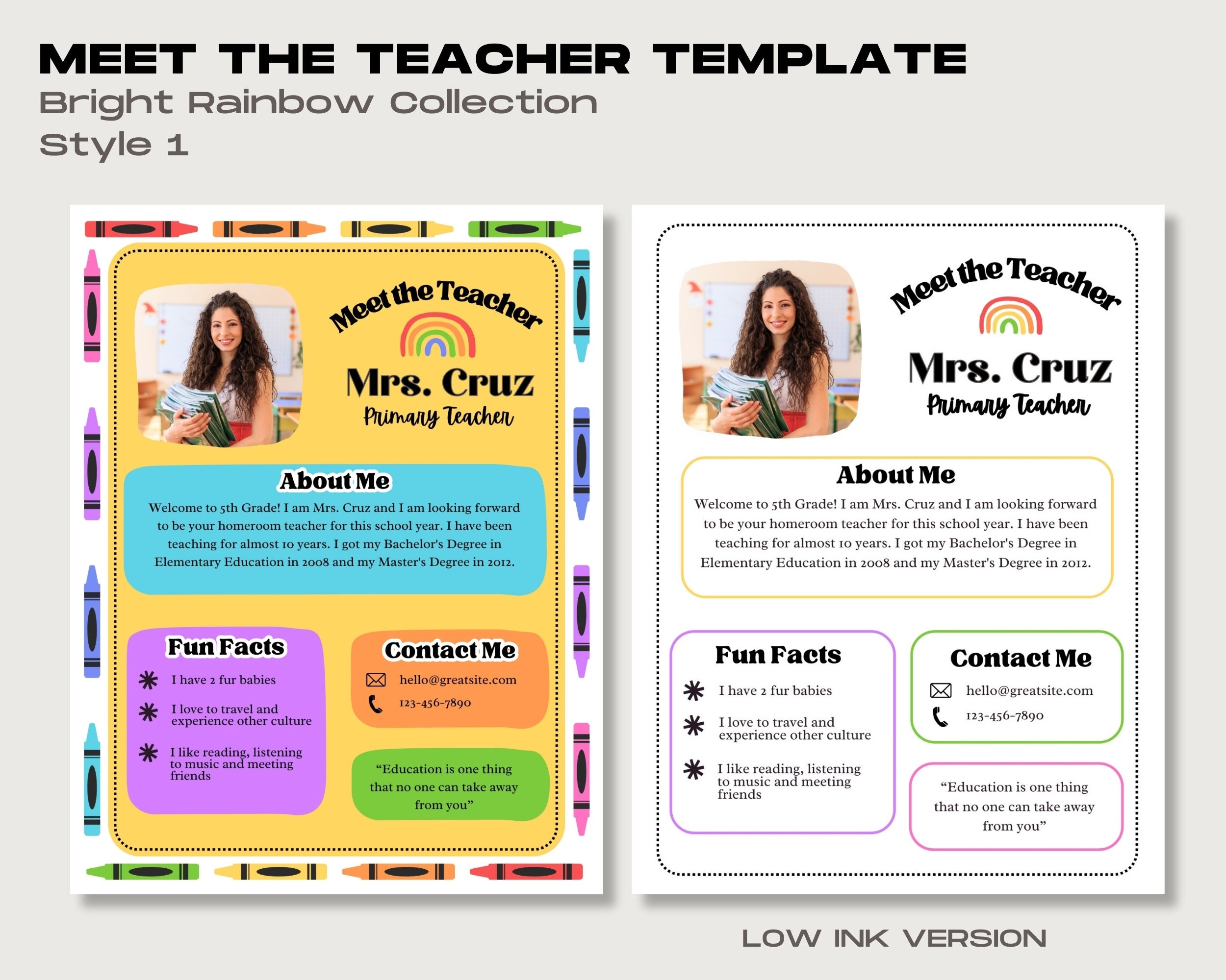 Bright Rainbow Meet the Teacher Letter, Editable Teacher Letter, New ...