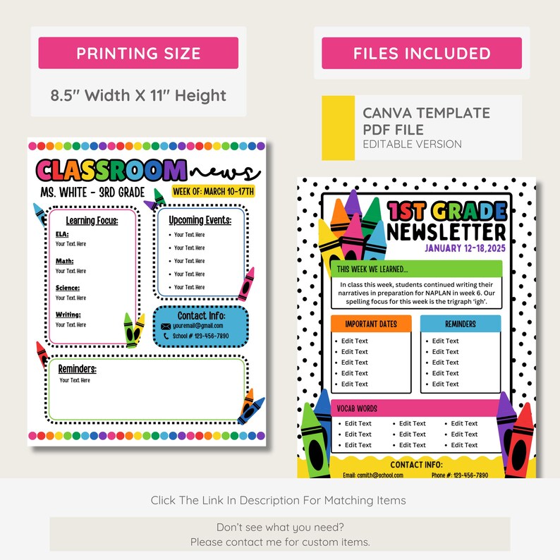 Rainbow Crayon Classroom Newsletter Template: Printable, Editable ...