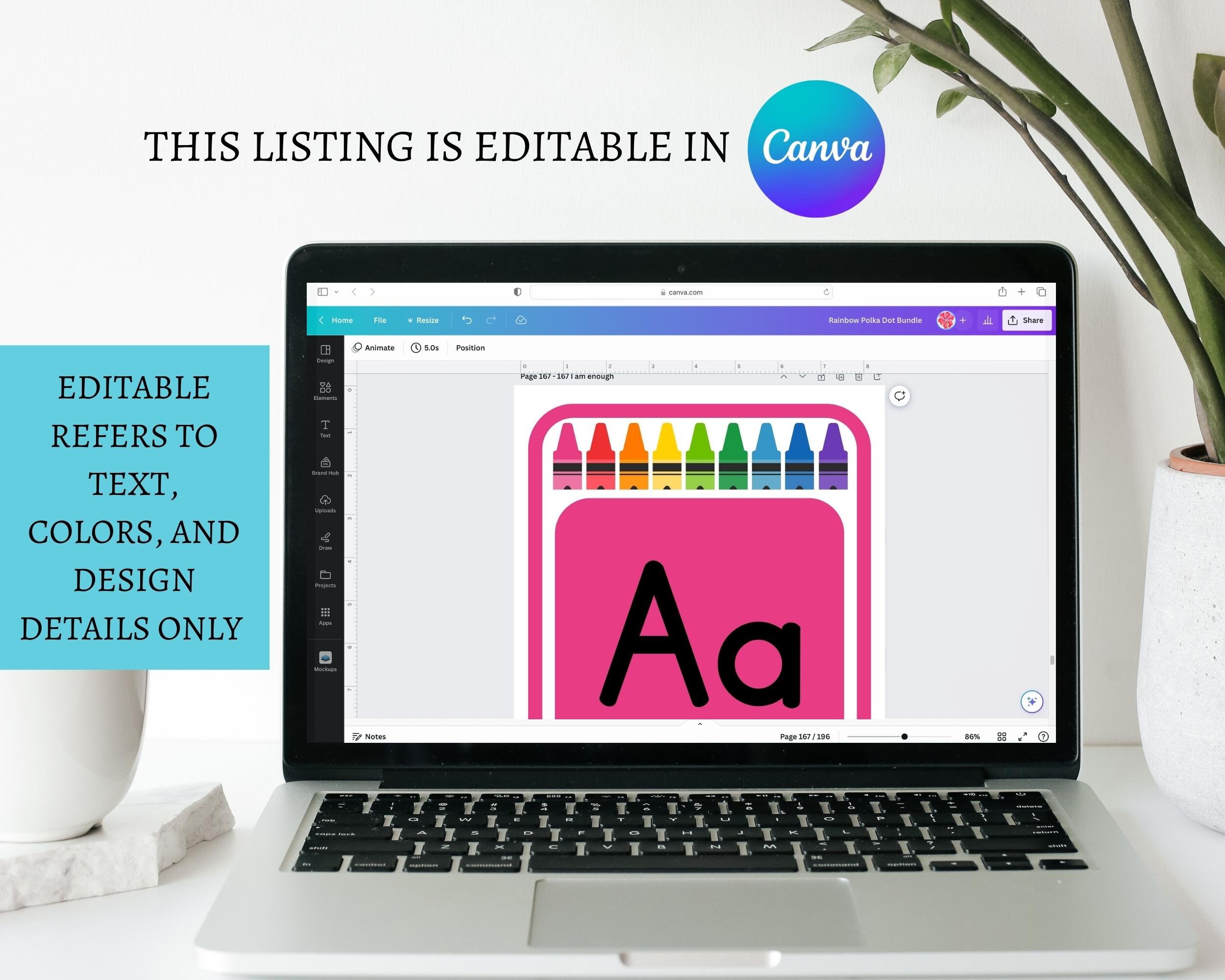 Rainbow Crayons Alphabet Bundle, Editable Classroom Alphabet, Canva ...