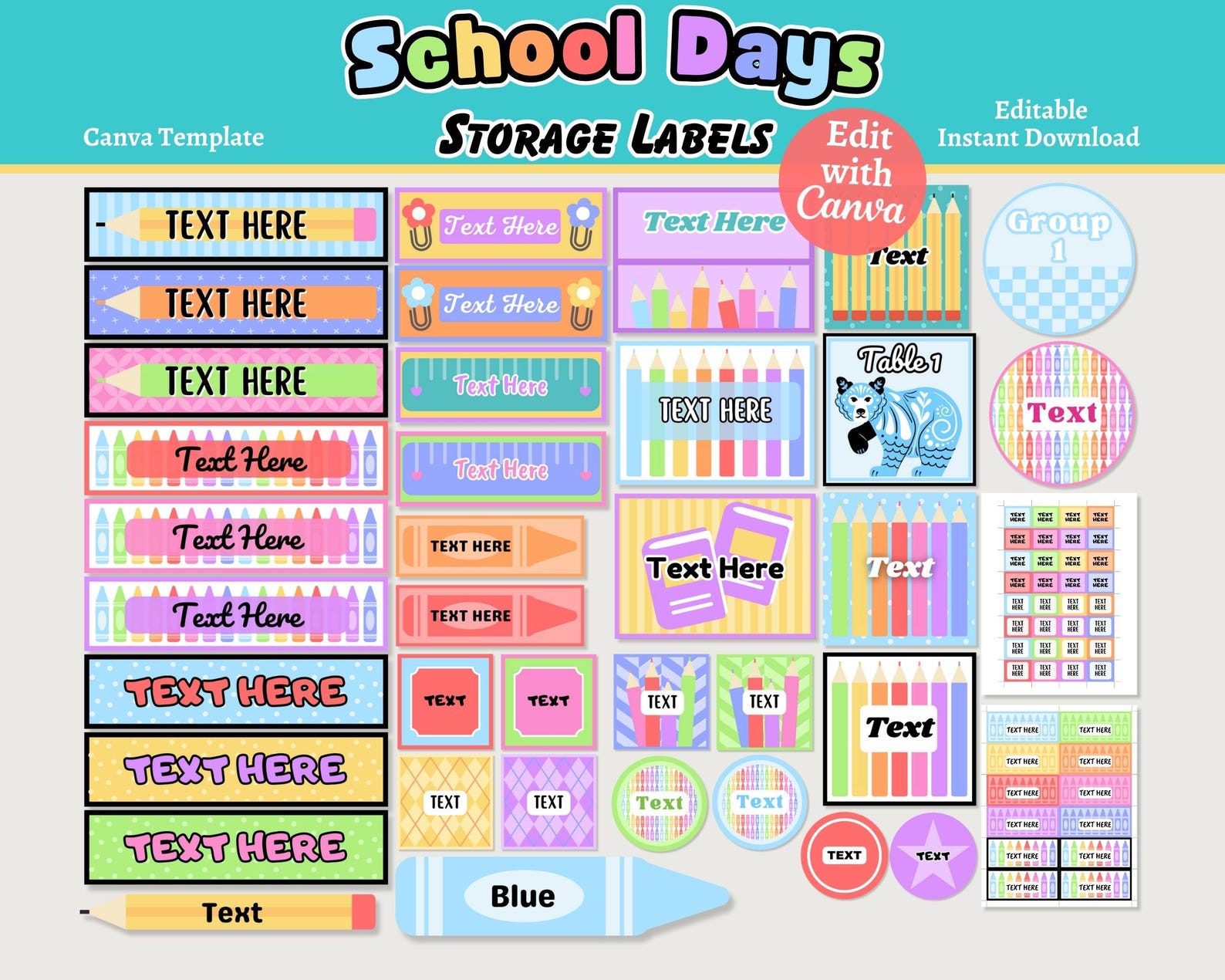 Rainbow Storage Labels Template, Printable Editable Classroom Labels ...