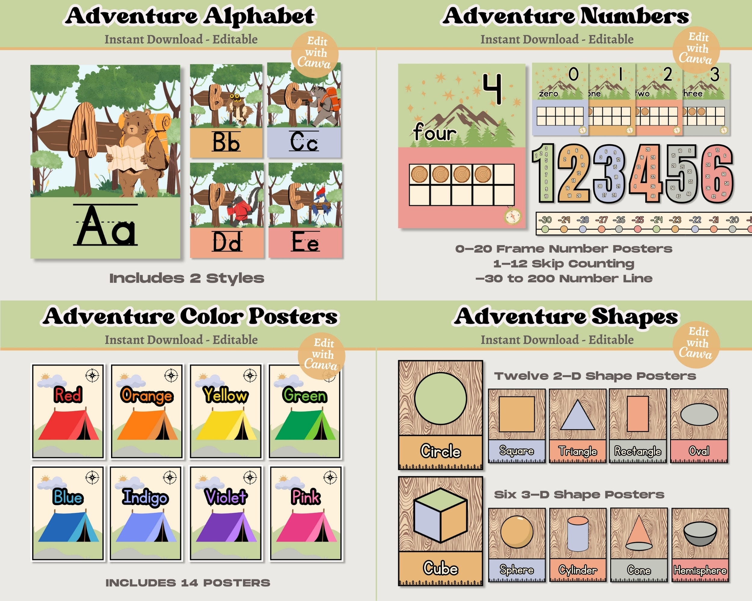 Adventure Classroom Decor Bundle: Printable Posters & Labels (canva ...