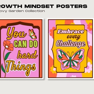 Groovy Growth Mindset Posters, Printable & Editable Inspirational ...