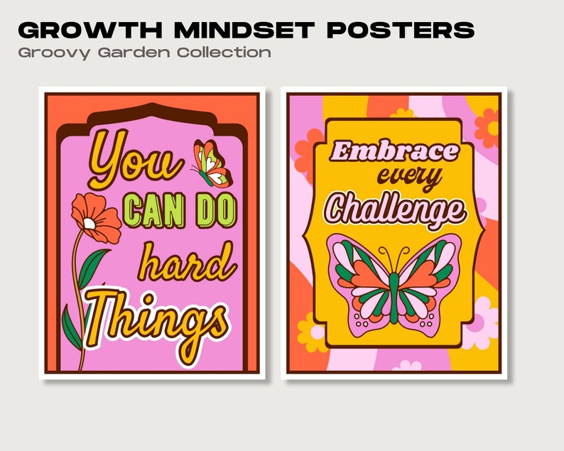 Groovy Growth Mindset Posters, Printable & Editable Inspirational ...