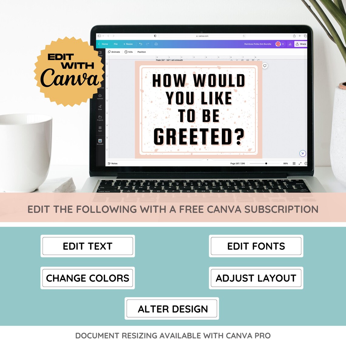 Modern Classroom Greetings Sign: Editable Student Choices (canva ...