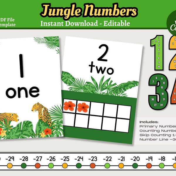 Jungle Numbers Printable - Etsy