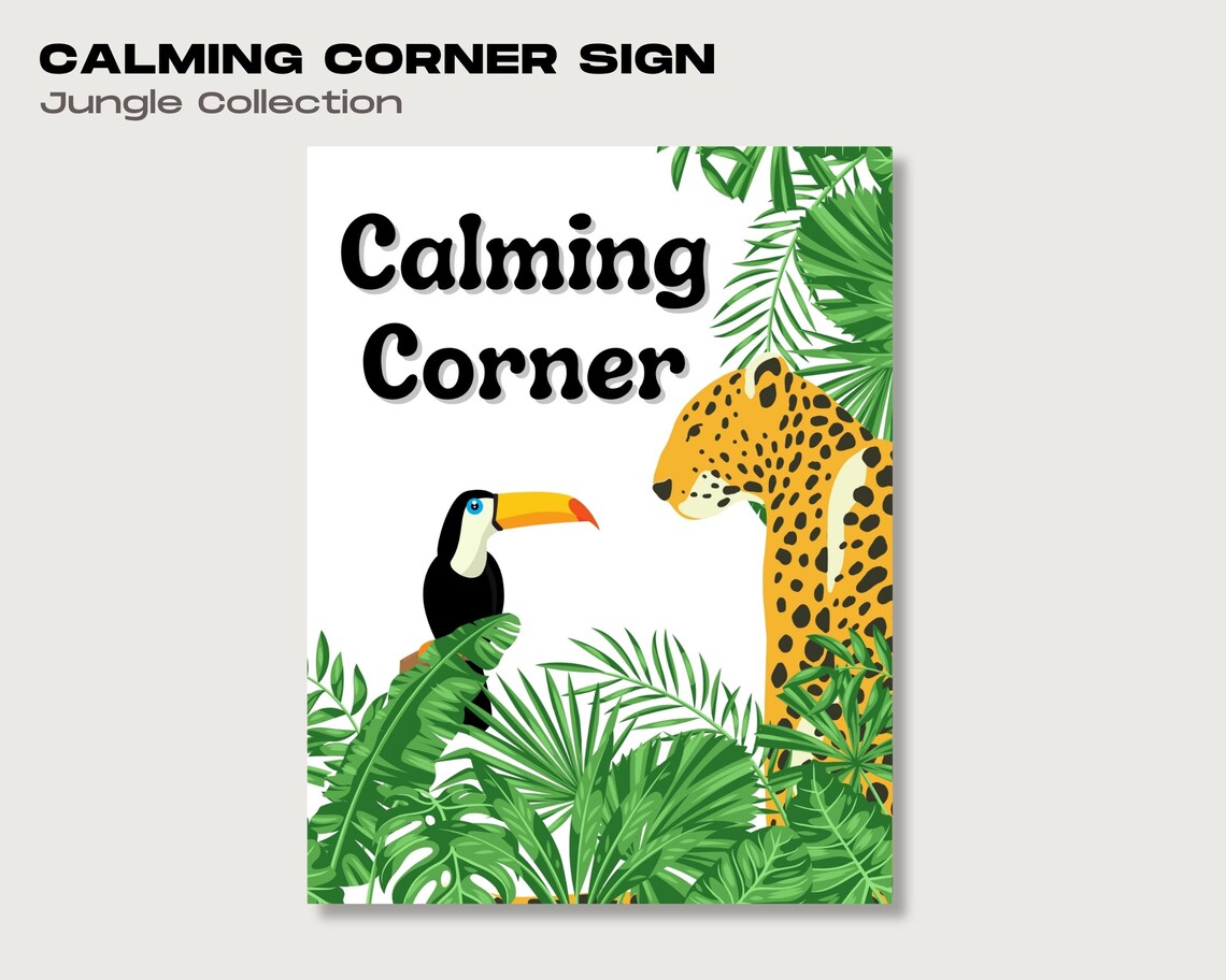 Jungle Calming Corner Bundle, Printable Breathing Techniques, Editable ...