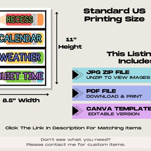 Bright Rainbow Class Schedule, Editable Classroom Schedule Display ...