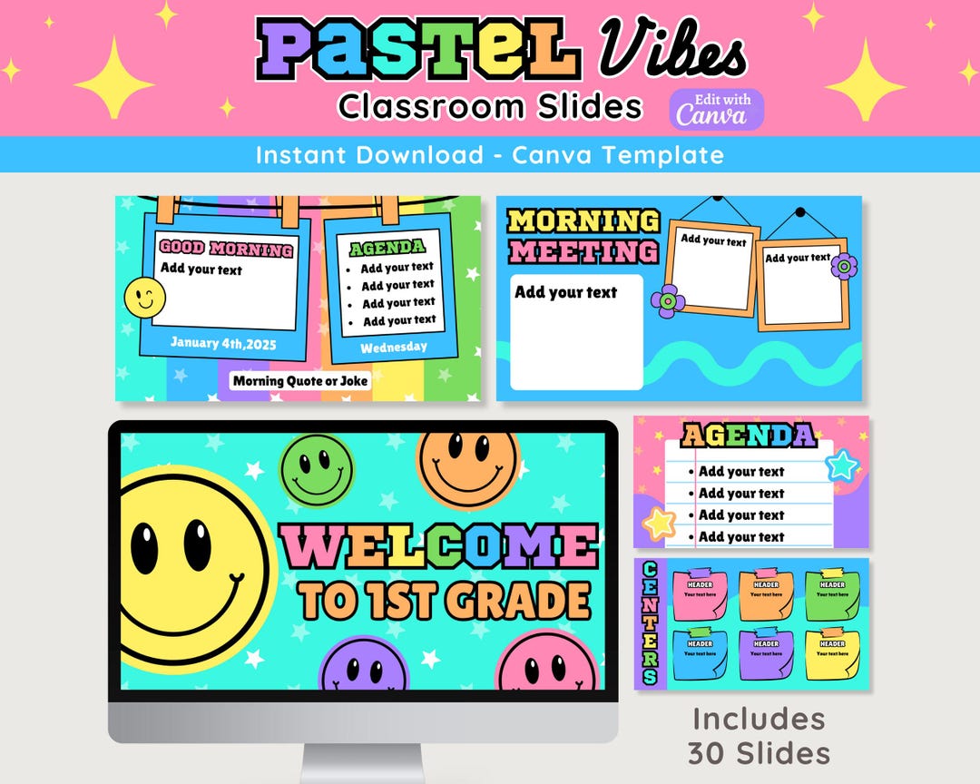 Pastel Classroom Canva Editable Slides Presentation, Editable Morning ...