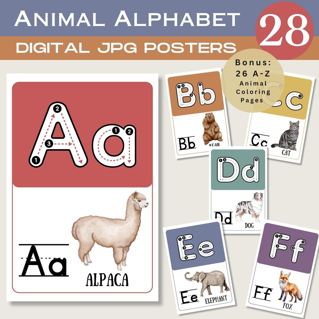 Boho Animal Alphabet A-Z Posters, Classroom Alphabet Posters, Boho ...