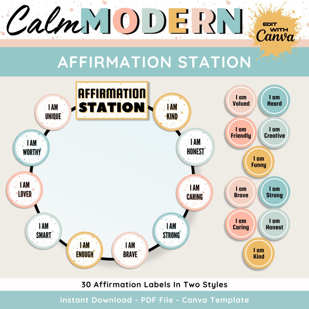 Modern Classroom Affirmation Station: Neutral Decor, Editable Labels ...