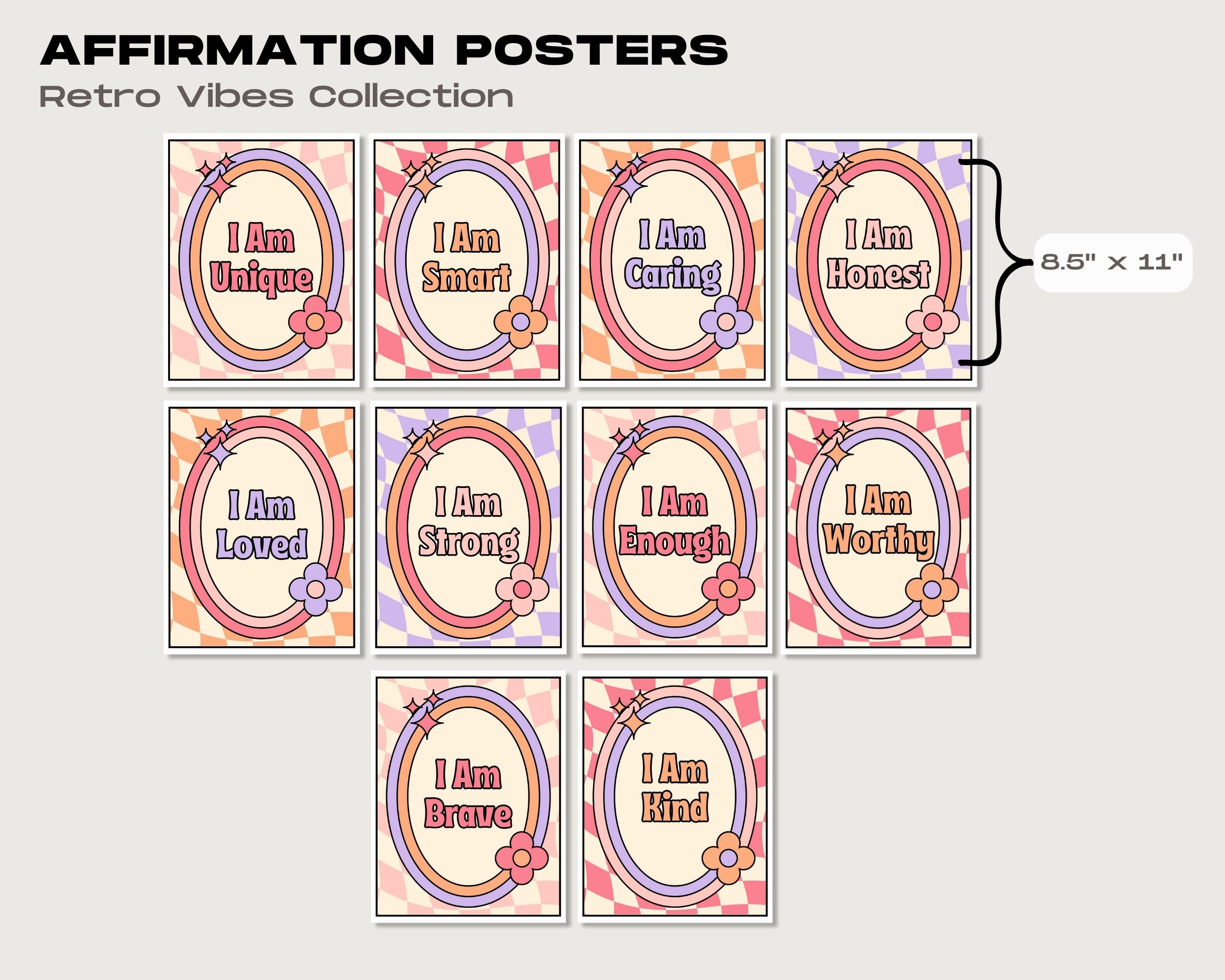 Retro Affirmation Station Printable, Editable Affirmation Posters ...