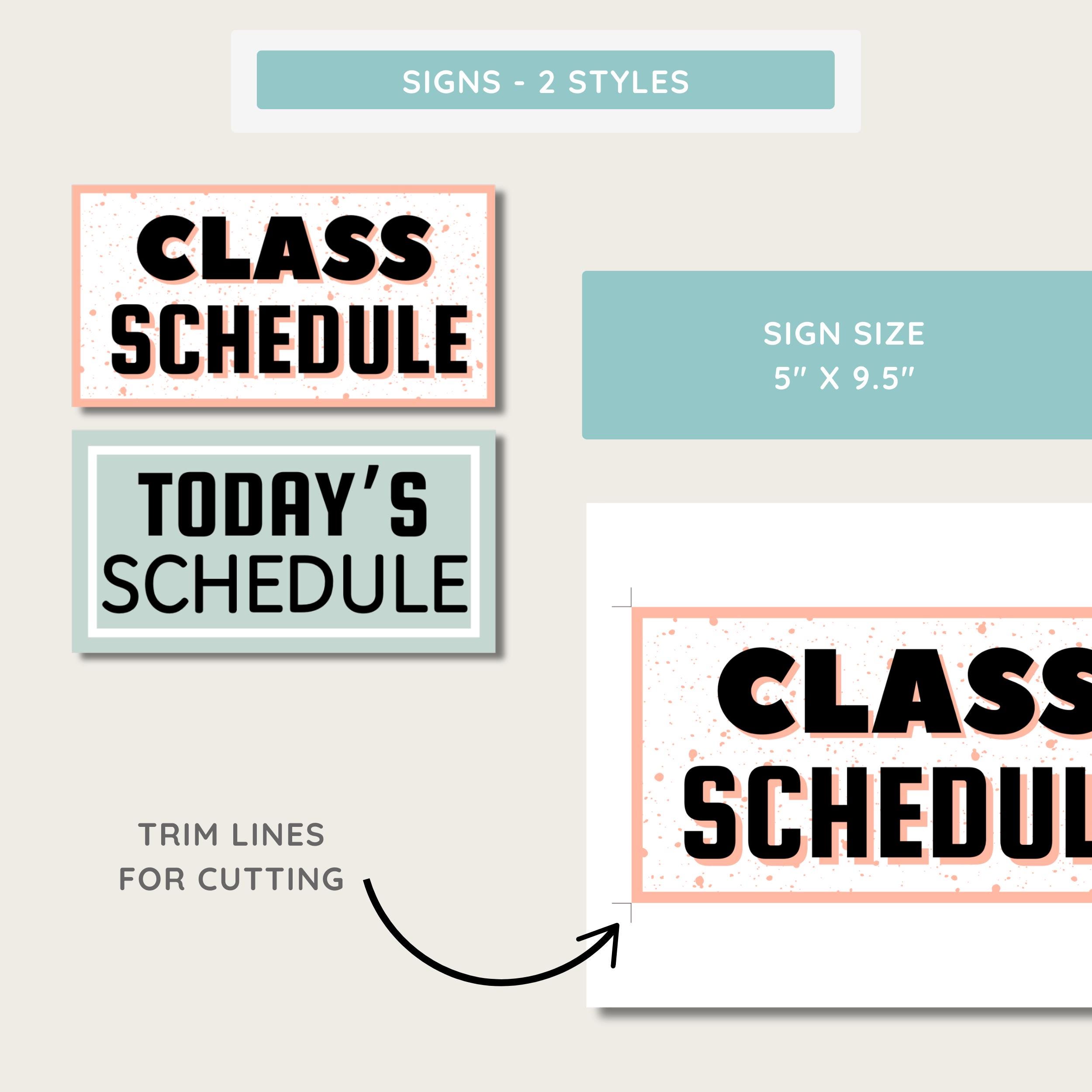 Calm Modern Class Schedule Display, Printable & Editable Today's ...
