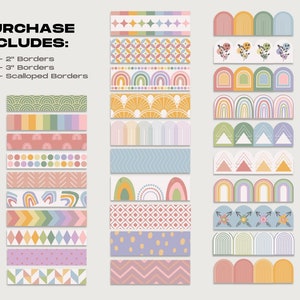Boho Bulletin Board Borders: Rainbow Classroom Decor (digital Download ...