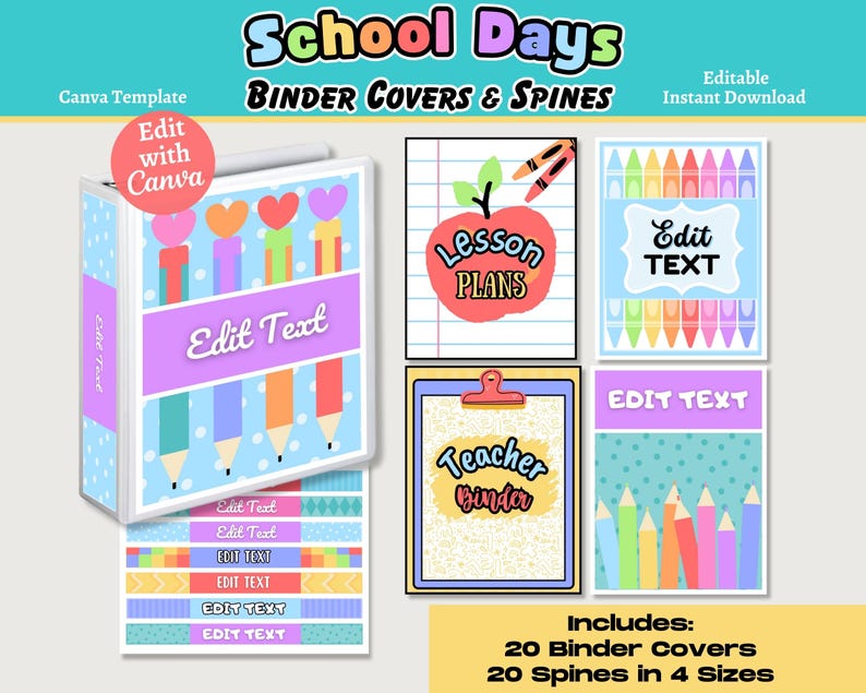 Rainbow Binder Covers Template, Printable Editable Binder Covers ...