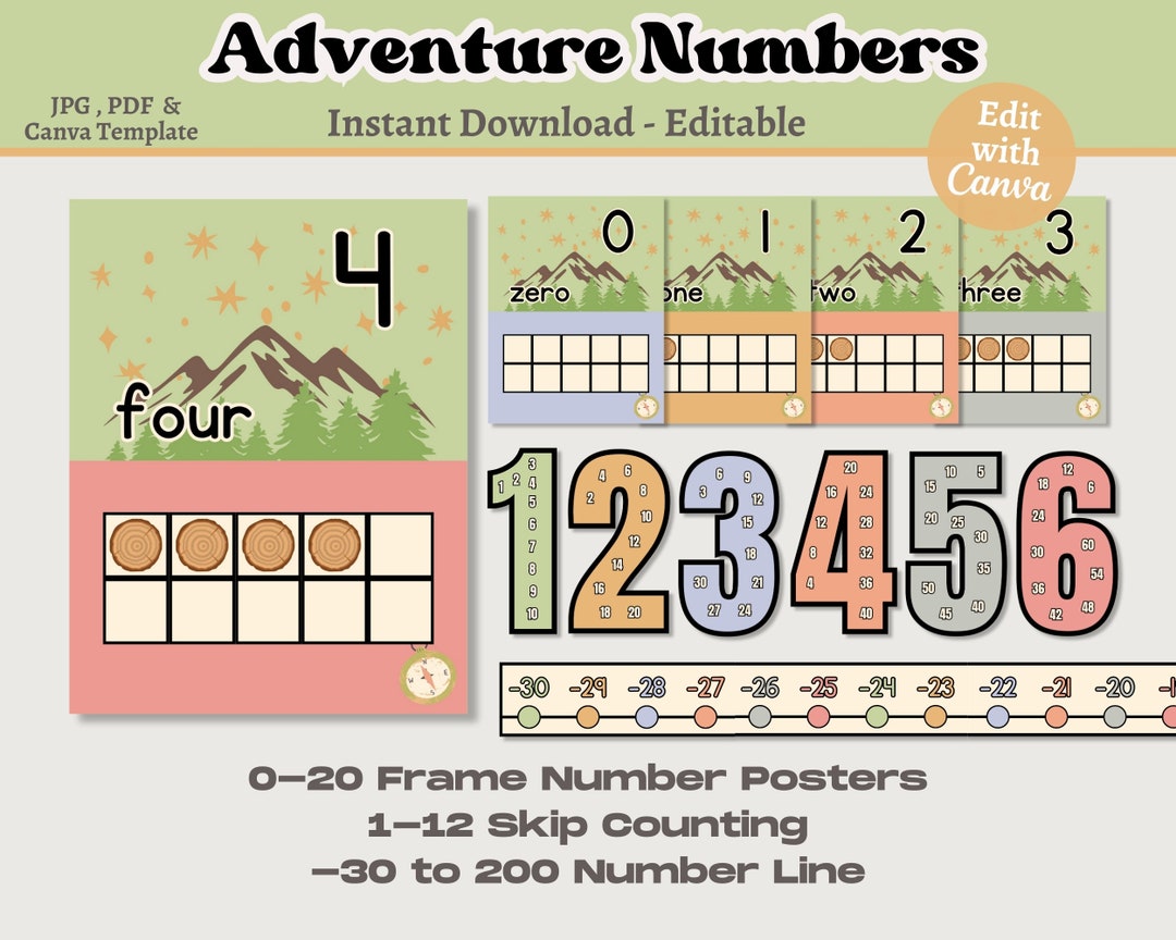 Adventure Number Posters, Printable & Editable Skip Counting, Number ...