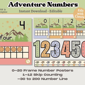Adventure Number Posters, Printable & Editable Skip Counting, Number ...