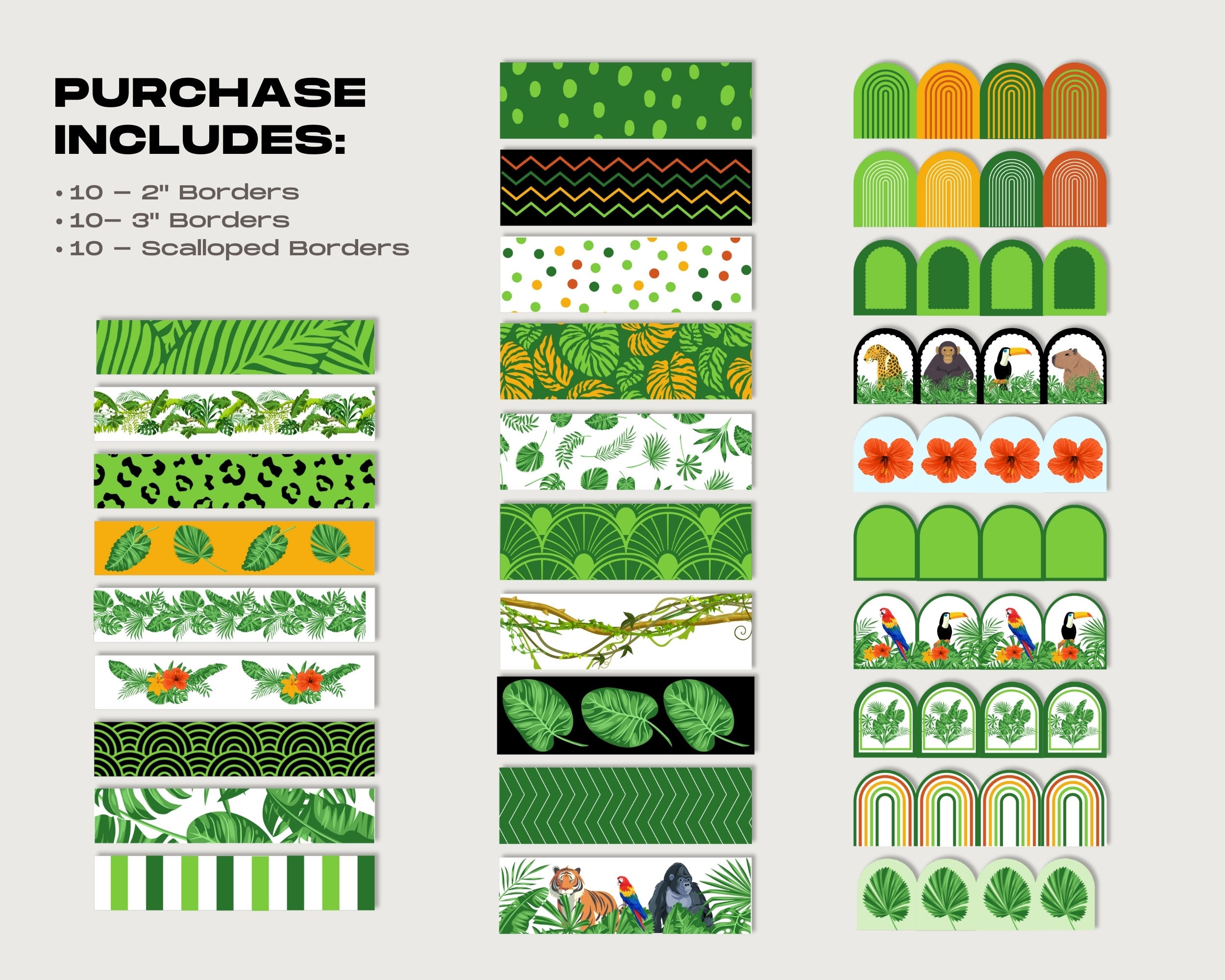 Jungle Borders, Editable Bulletin Boarders, Foliage Borders, Teacher ...