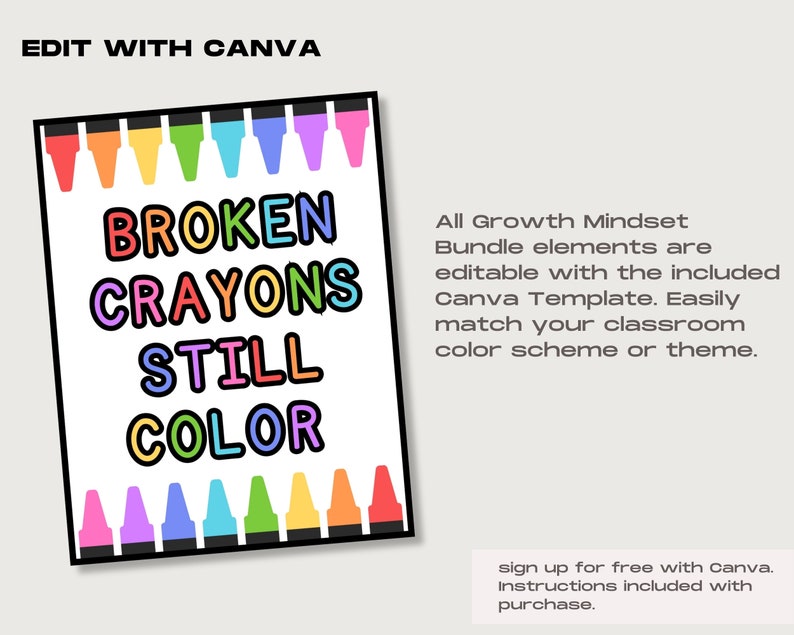 Bright Rainbow Growth Mindset Printable Posters, Editable Kids ...