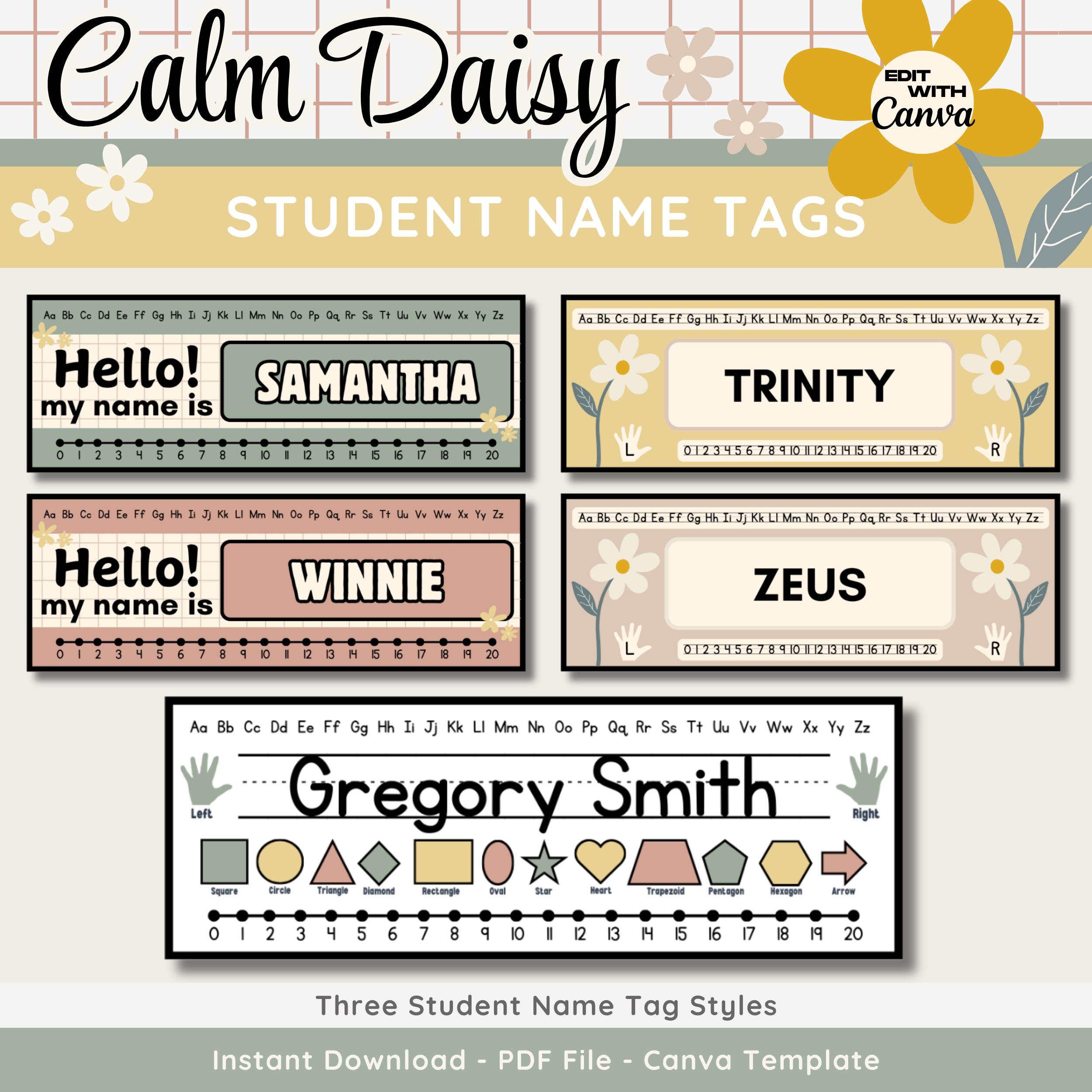 Boho Student Name Desk Tags, Printable Student Name Plates, Editable ...