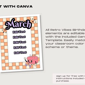 Retro Birthday Bundle, Editable Classroom Birthdays Display, Printable ...