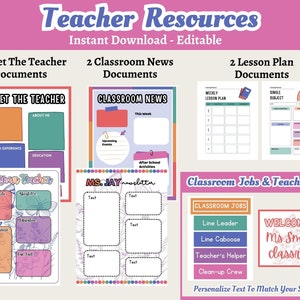 Rainbow Wildflower Classroom Decor Bundle: Editable Canva Templates ...