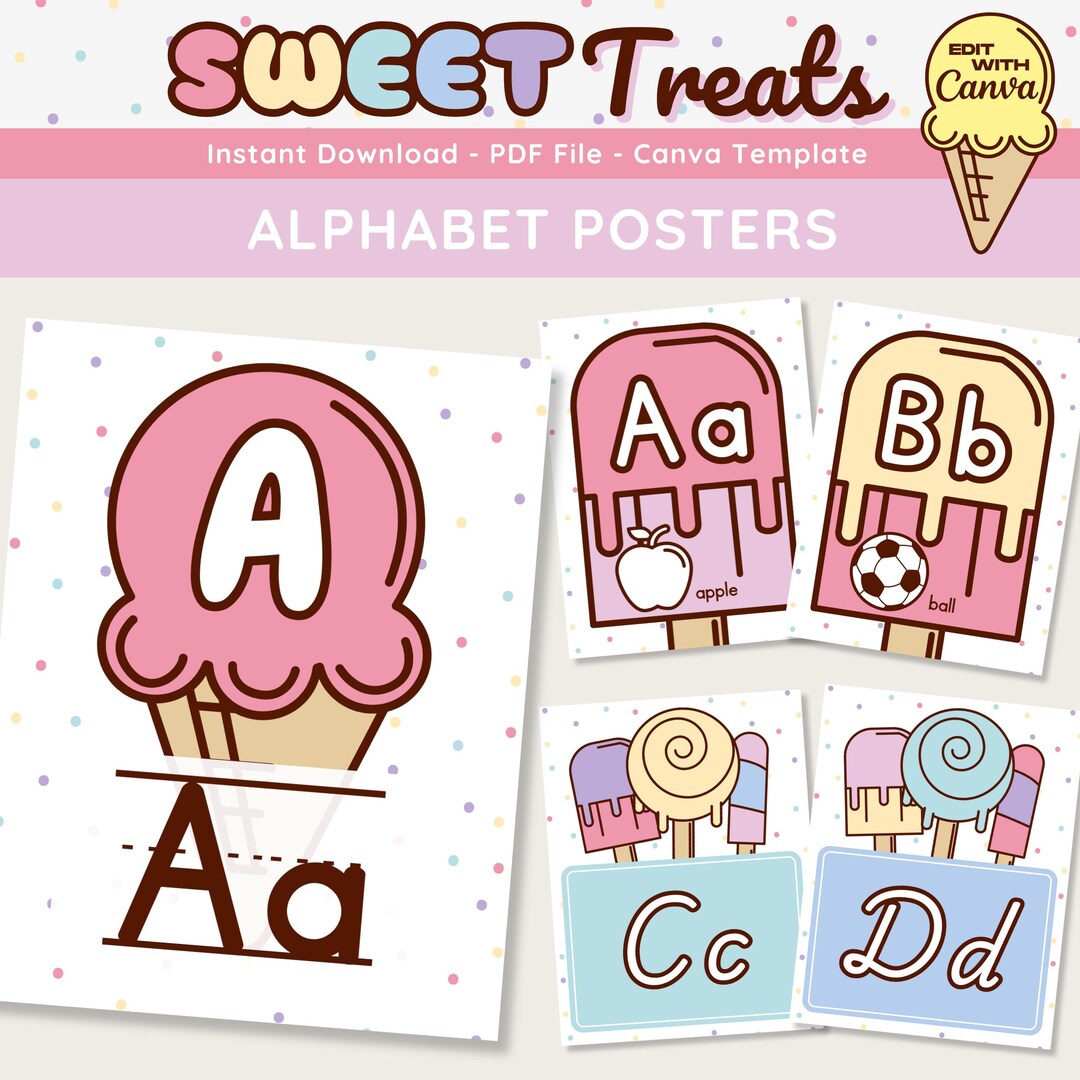Ice Cream Alphabet Posters: Calming Pastel Classroom Decor (canva ...